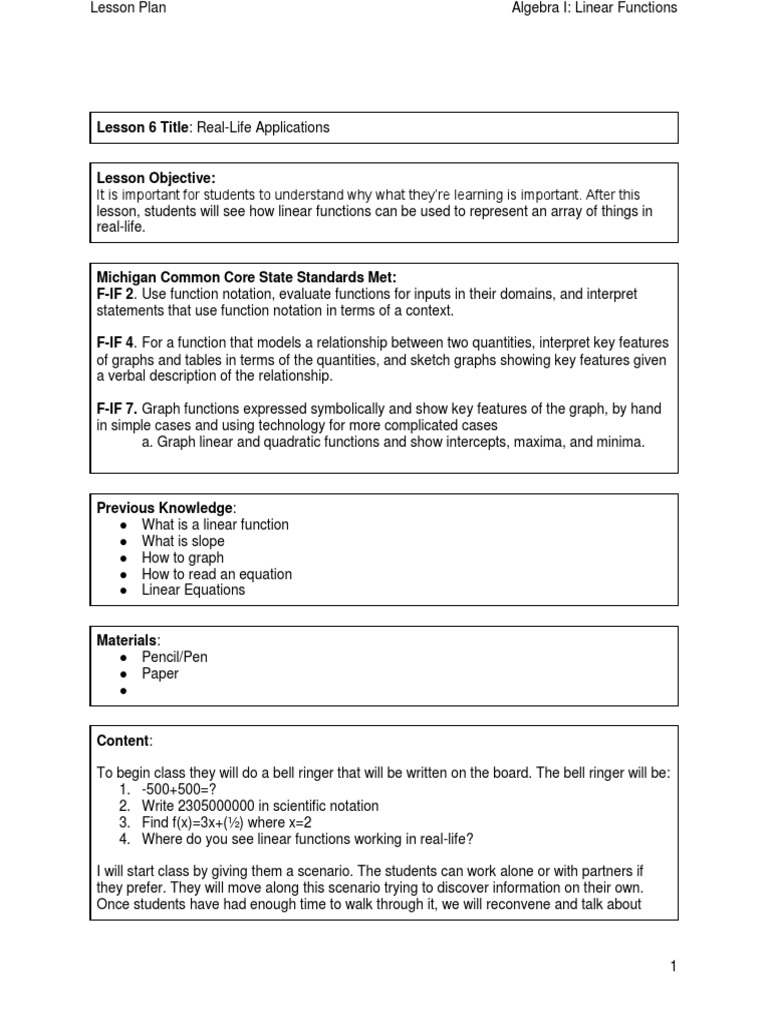 Lesson 6 Title Real-Life Applications | PDF | Function (Mathematics ...