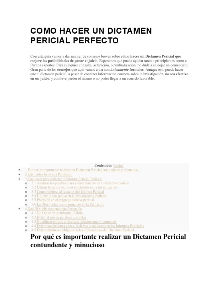 Como Hacer Dictamen Perfecto | PDF | Testigo experto | Epistemología