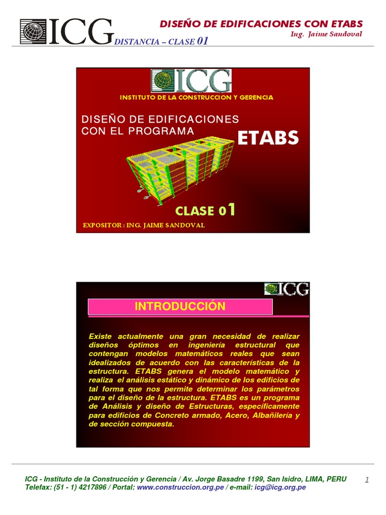 Icg Etabs 01 PDF | PDF | Hormigón | Diseño