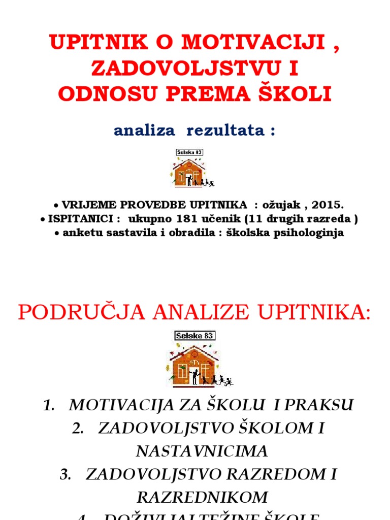 Upitnik o Motivaciji I Zadovoljstvu Školom | PDF