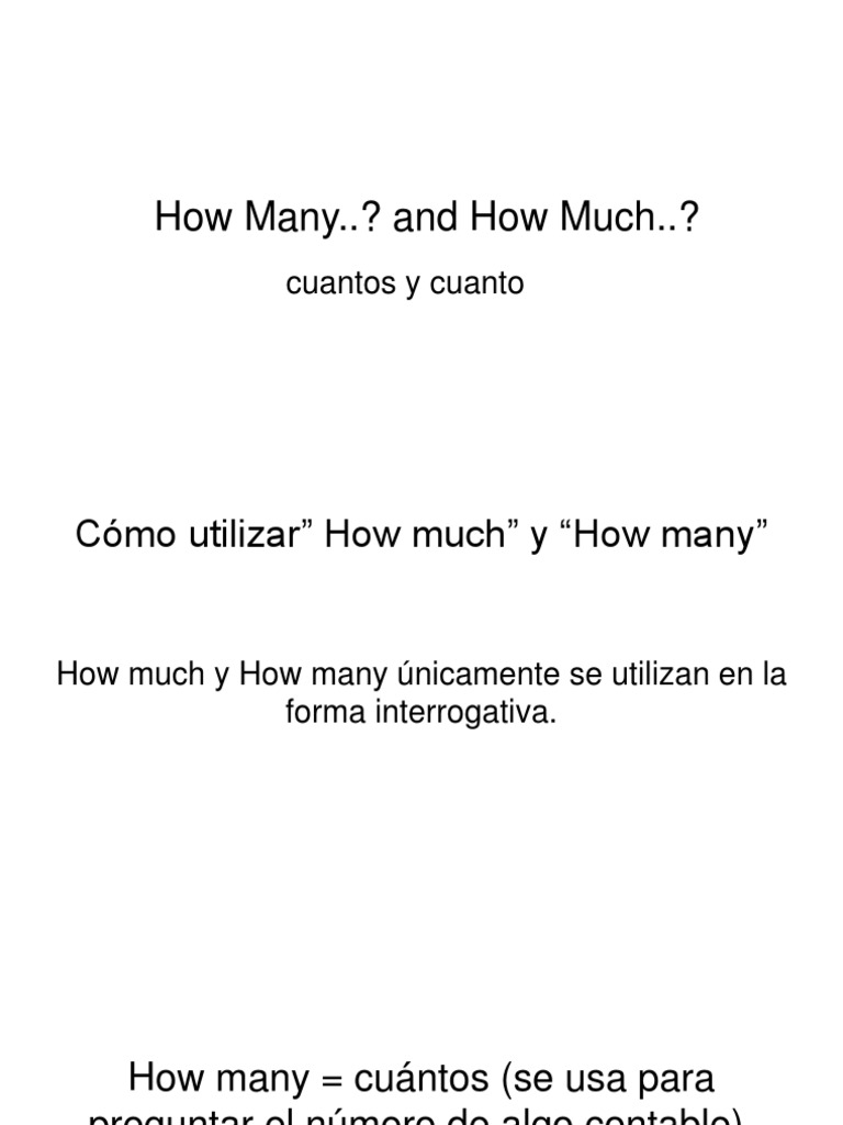 How Many..? and How Much..?: Cuantos y Cuanto | PDF