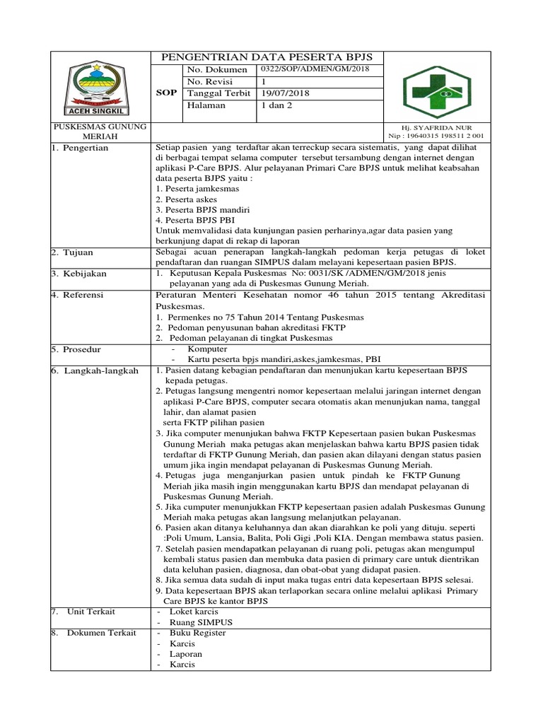 Sop Primary Care Bpjs | PDF