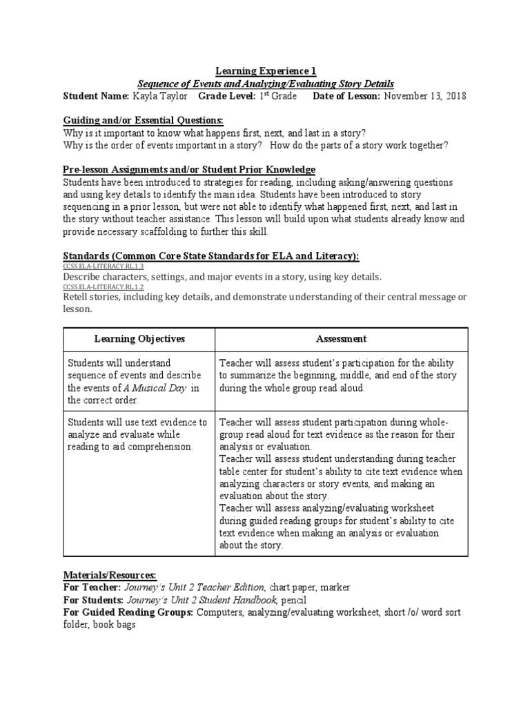 Edtpa Task 1 Learningexperienceplans | PDF | Reading (Process ...
