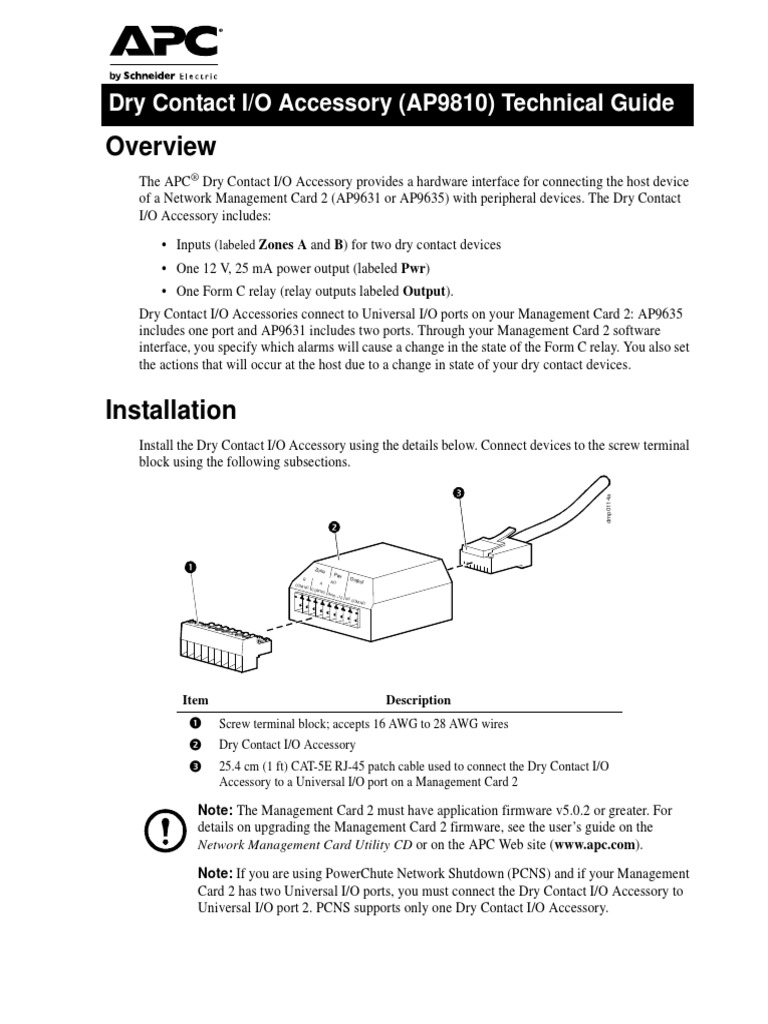 APC Dry Contact | PDF | Relay | Input/Output