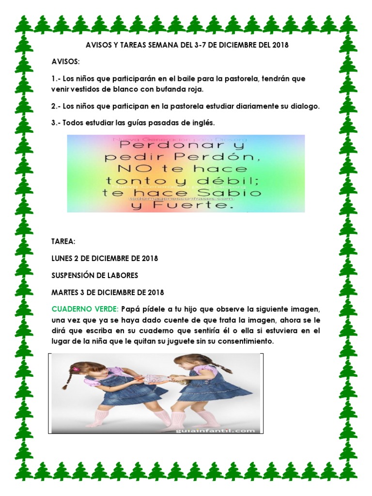 Avisos y Tareas Semana Del 3-7 de Diciembre | PDF