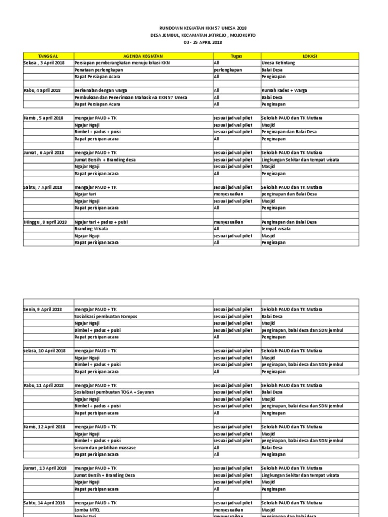 Progja Bidang Pendidikan (KKN Desa Jembul) | PDF