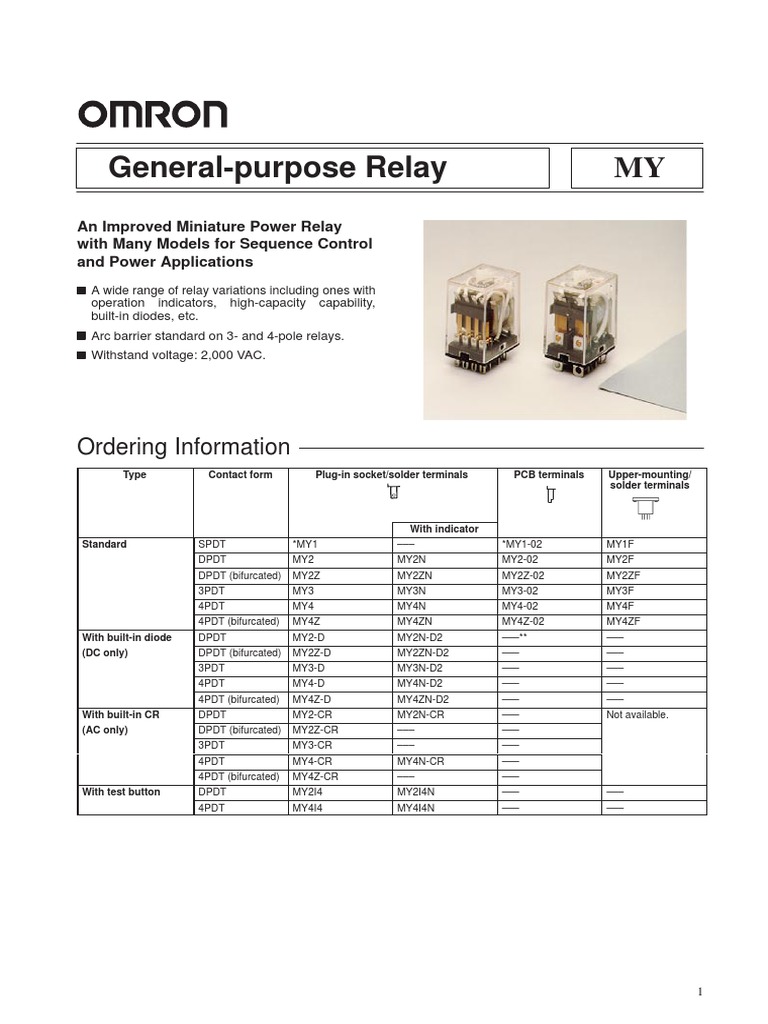 Relay MY2N | PDF | Relay | Alternating Current