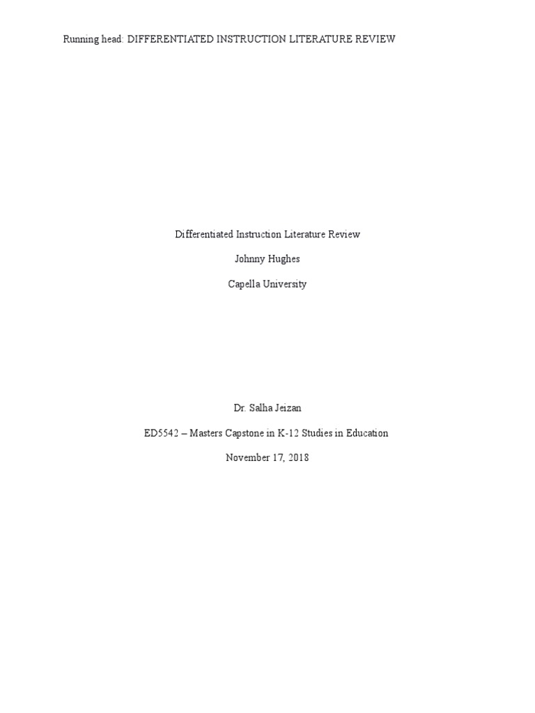 Differentiated Instruction Literature Review | PDF | Differentiated ...