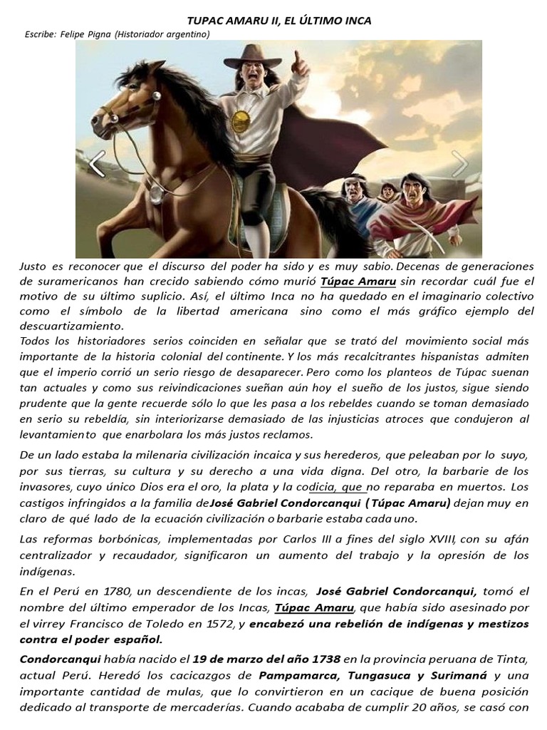 Tupac Amaru II | PDF | Imperio Inca | Perú