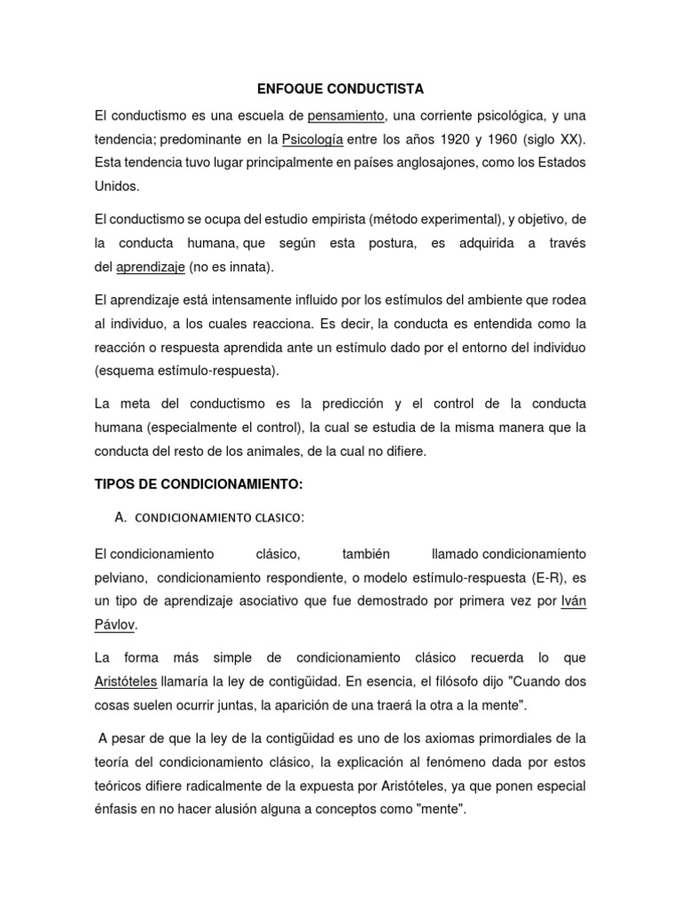 Introducción al Enfoque Conductista | PDF | Aparición | Sicología