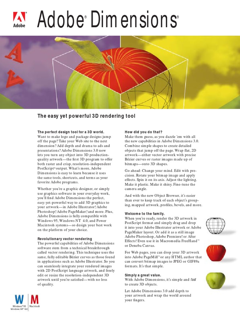 Adobe Dimensions (1997) | Adobe Illustrator | 3 D Computer Graphics