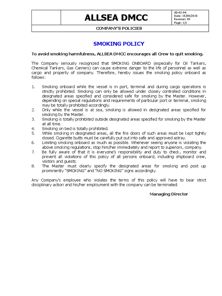 Onboard Smoking Policy | PDF