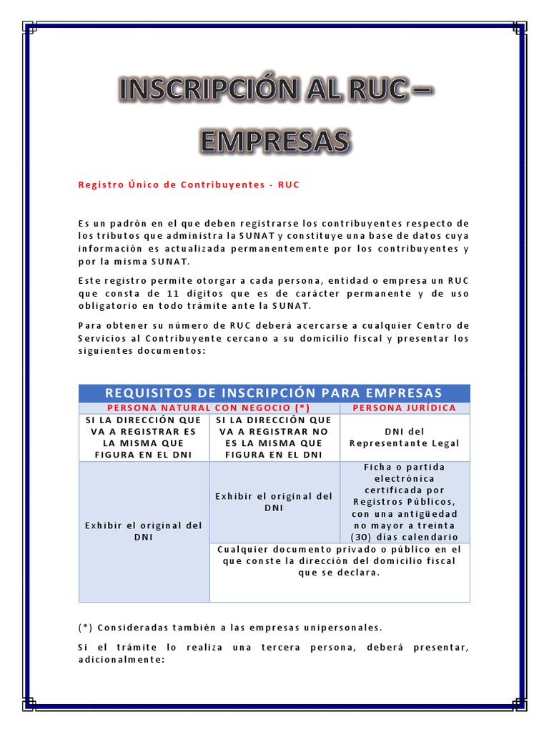 Inscripción Al RUC | PDF | Gobierno | Business