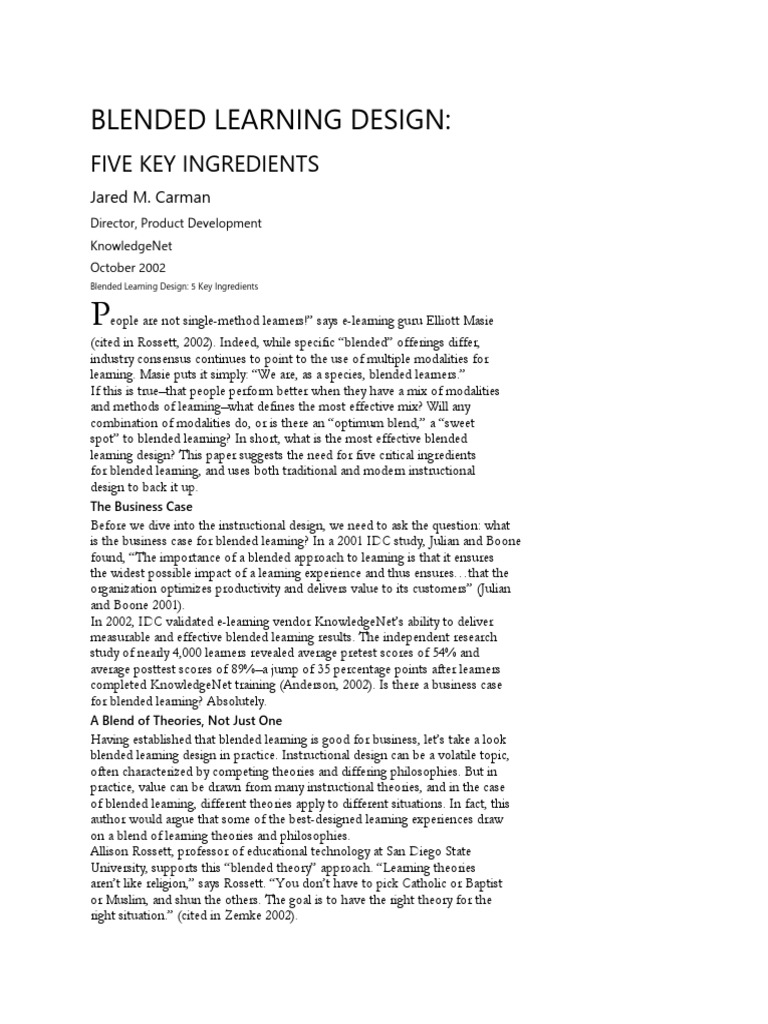 Blended Learning Design | PDF | Instructional Design | Educational ...