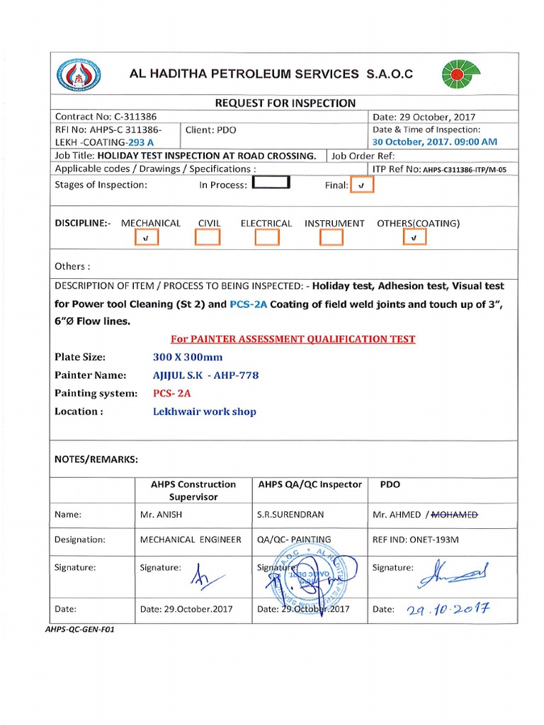 Painting - PQT - Reports | PDF