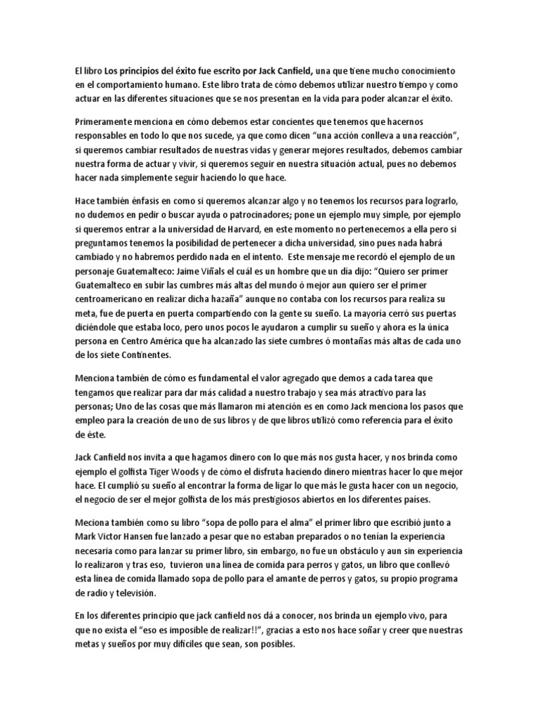 Los Principios de Éxito by Jack Canfield | PDF