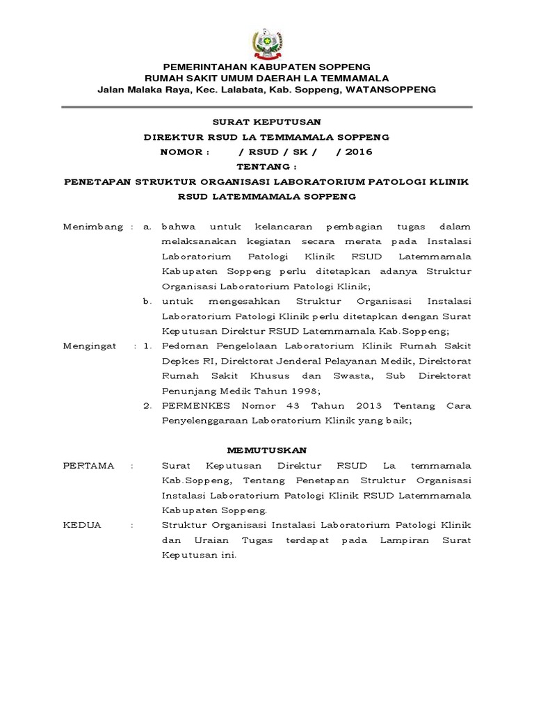 SK TTG Struktur Organisasi | PDF