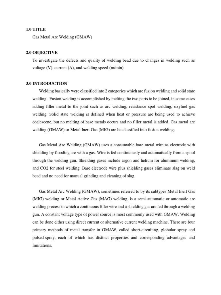 Welding GMAW Full Report | PDF | Welding | Construction