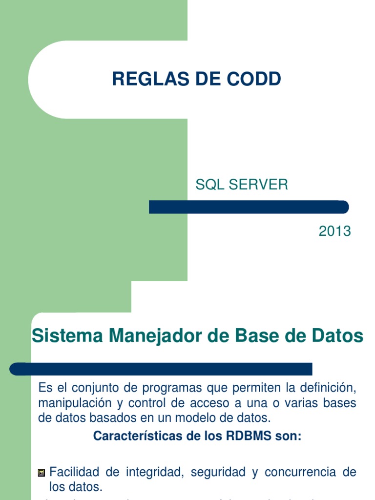 Reglas Codd Sqlserver | PDF | Servidor SQL de Microsoft | SQL