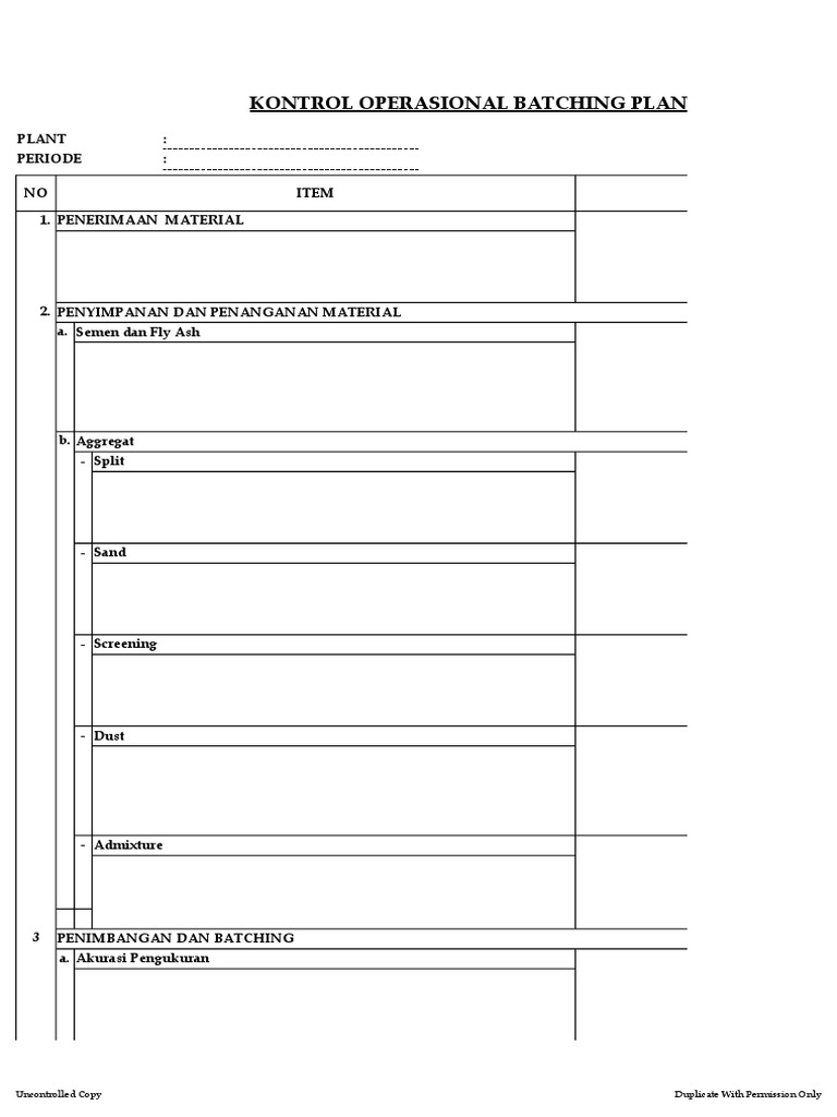 Observasi Awal Investigasi Batching Plant | PDF