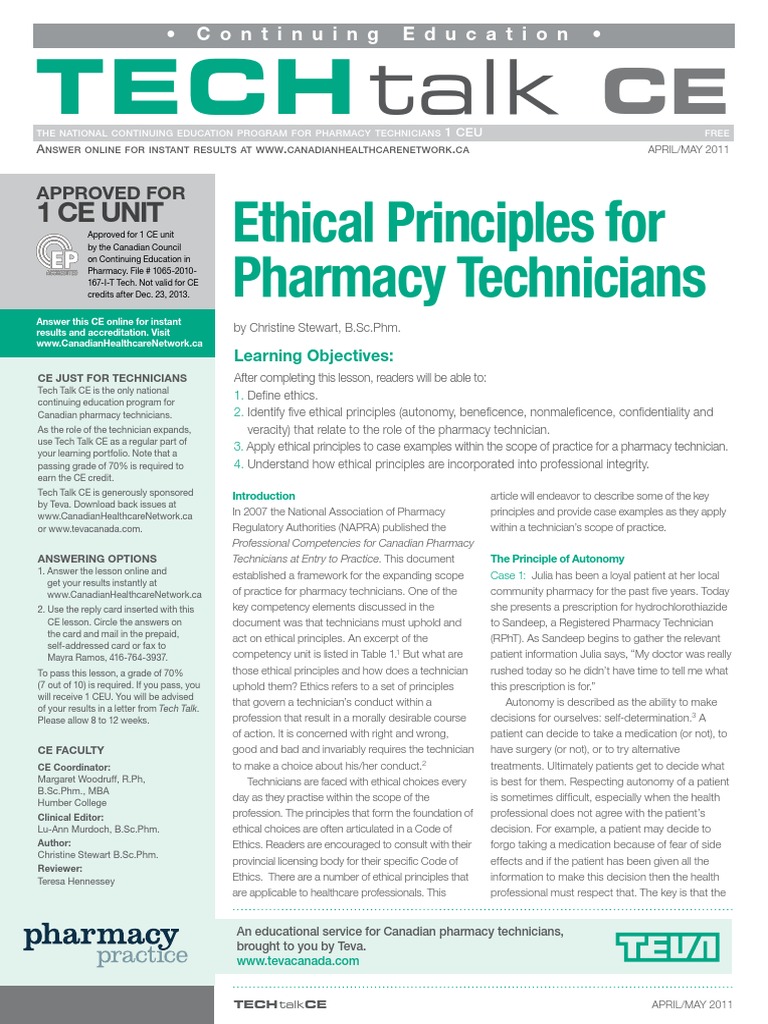 Ethical Principles For Pharmacy Technicians | PDF | Pharmacy | Medical ...
