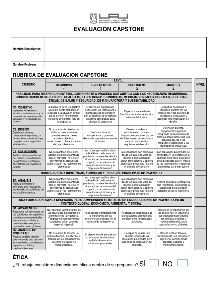 Capstone Rubric Base | PDF | Ingeniería | Diseño