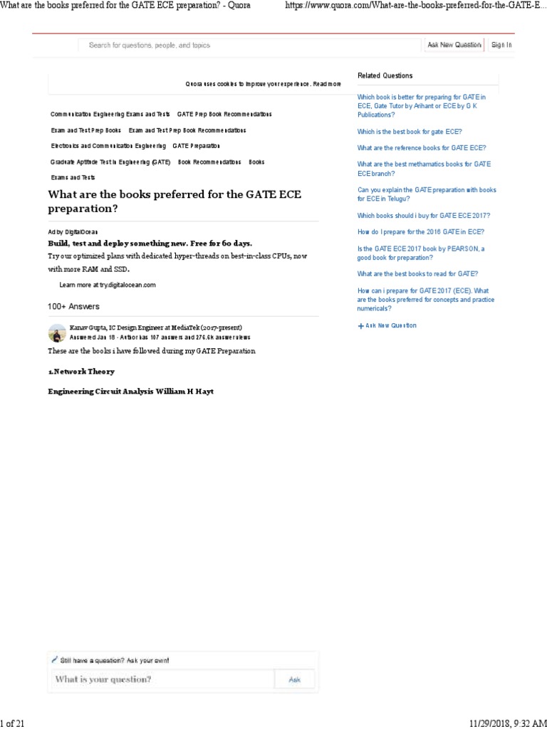What Are The Books Preferred For The GATE ECE Preparation - Quora | PDF ...