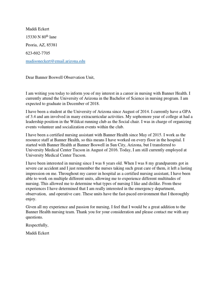 Banner Cover Letter - Eckert | PDF