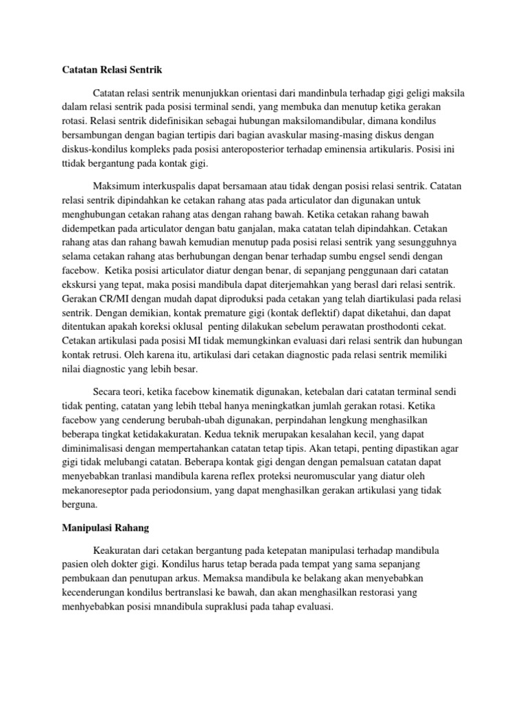 Catatan Relasi Sentrik | PDF