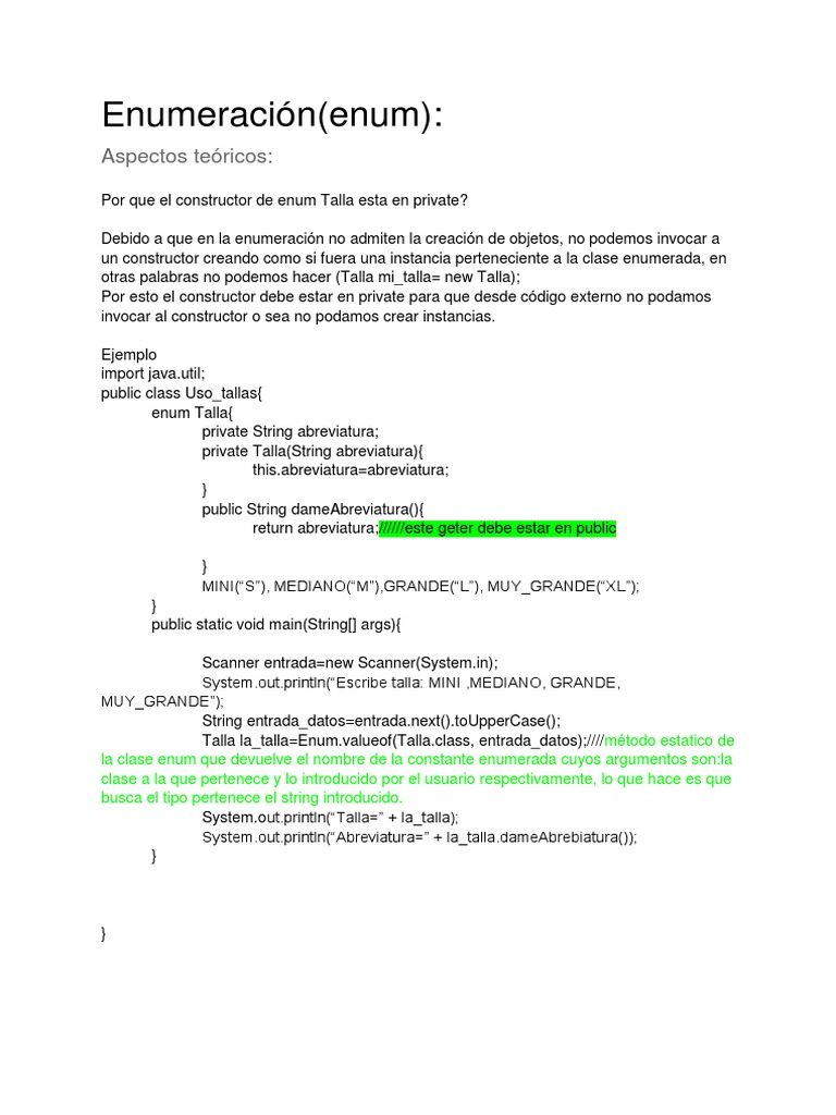 Enumeración (Enum) | PDF | Asociación de Futbol | Ingeniería de software