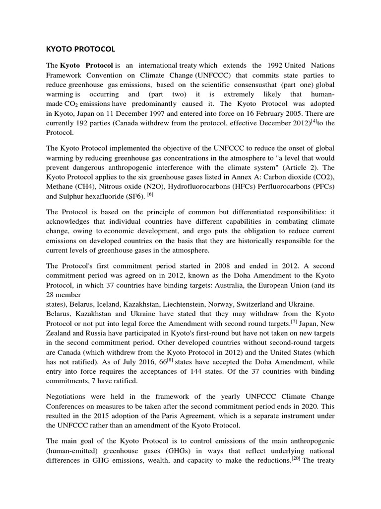 001.kyoto Protocol | PDF | Kyoto Protocol | United Nations Framework ...