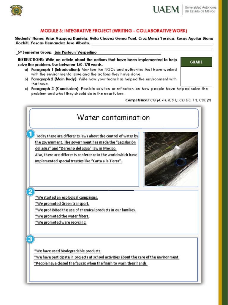 Water Contamination: Module 3: Integrative Project (Writing ...