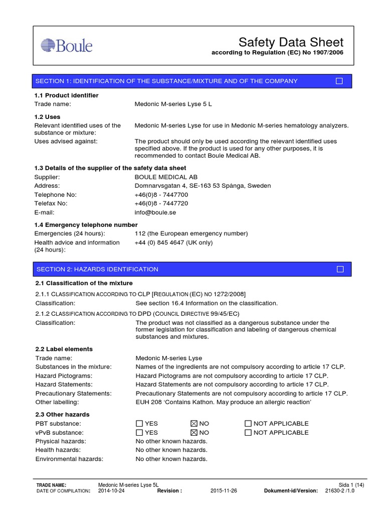 MSDS Lyse | PDF | Personal Protective Equipment | Toxicity