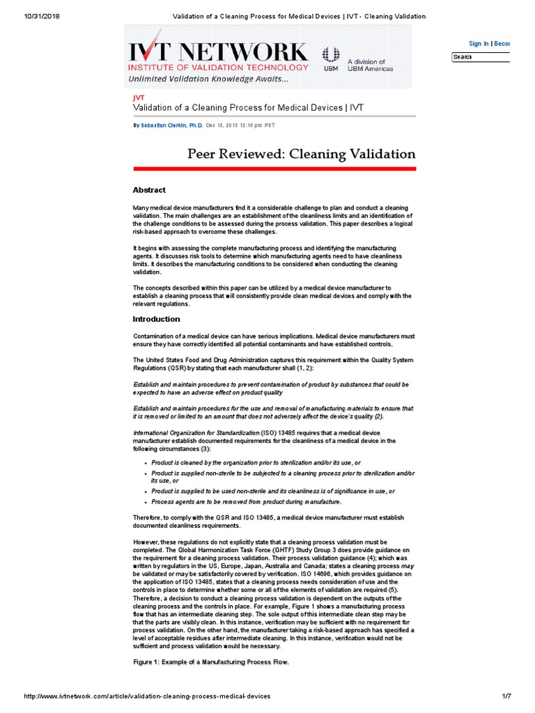 Validation of A Cleaning Process For Medical Devices | PDF ...