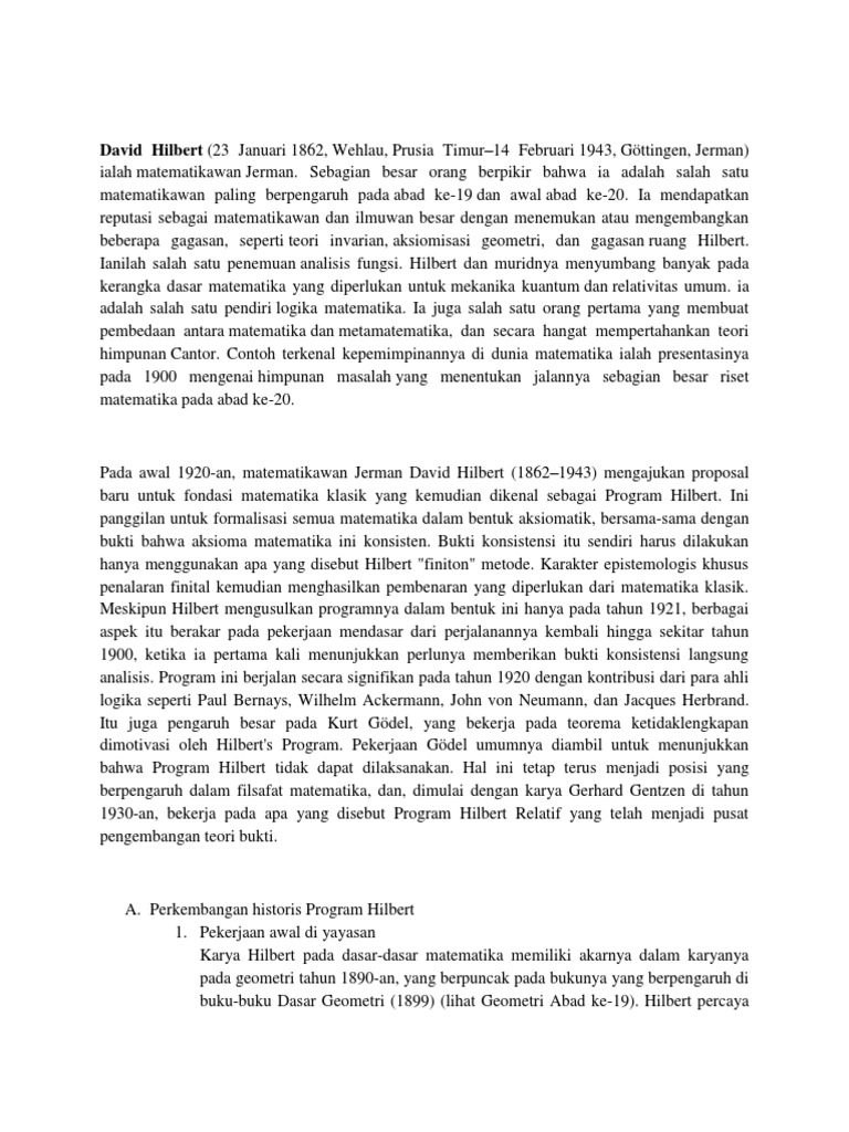 David Hilbert | PDF | Filsafat