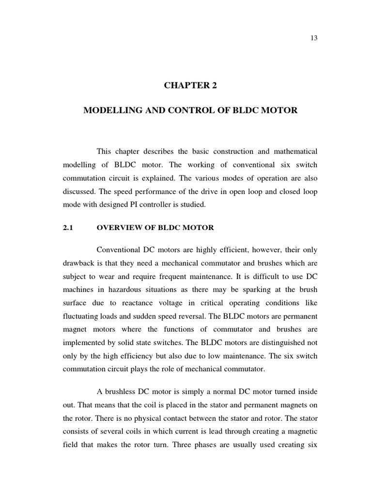 Modelling and Control of BLDC Motors: Explaining the Construction, Mathematical Modelling, and ...