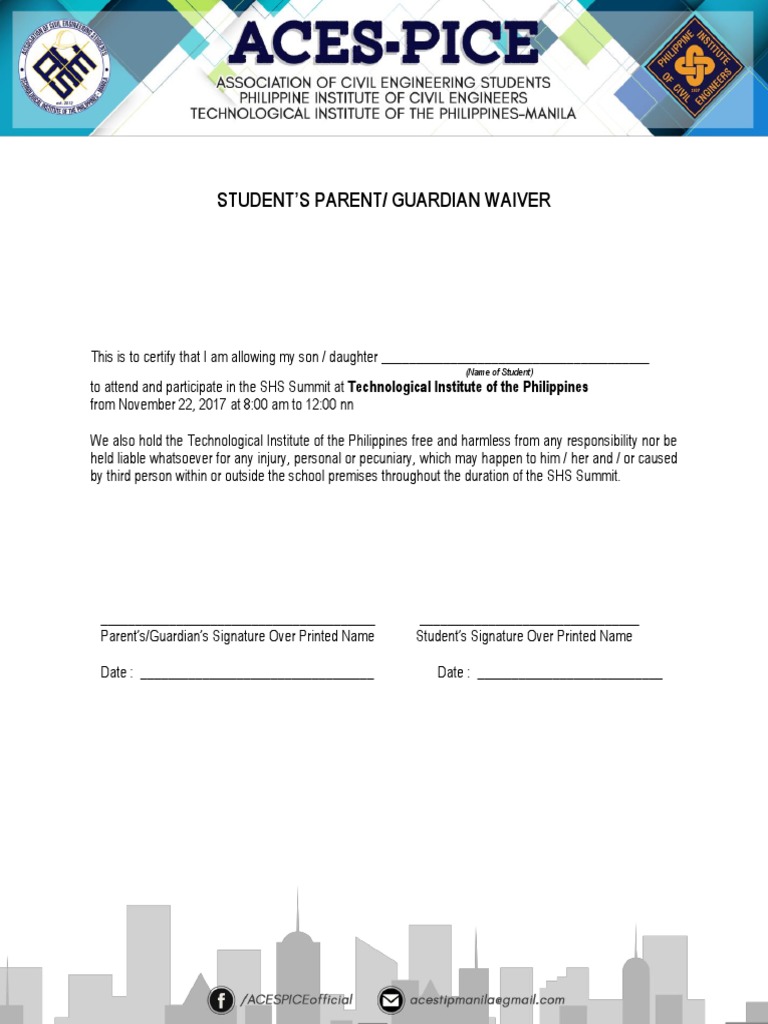 Student Waiver for TIP SHS Summit | PDF