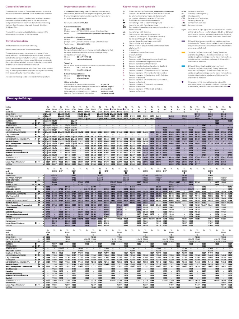 Essential Thameslink timetable info between Kentish Town and Radlett ...