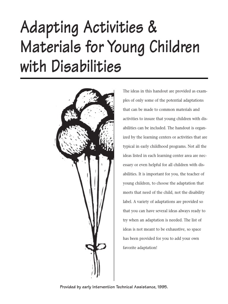 Adapting Activities and Materials to Meet the Unique Needs of Every ...
