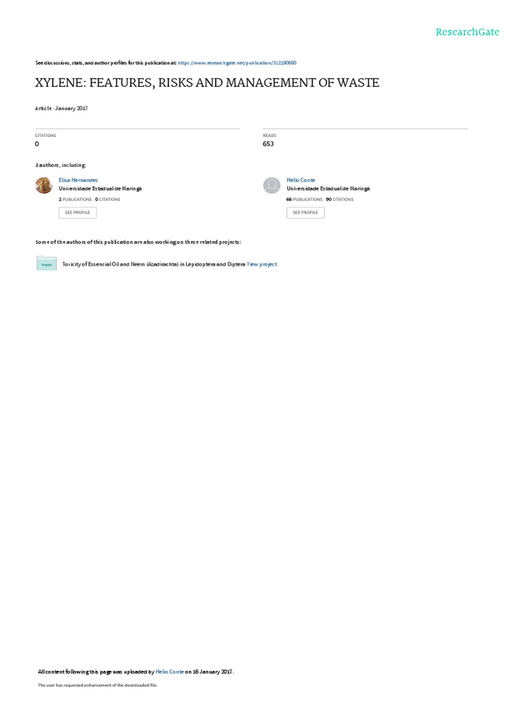 XYLENE | PDF | Waste Management | Chemistry