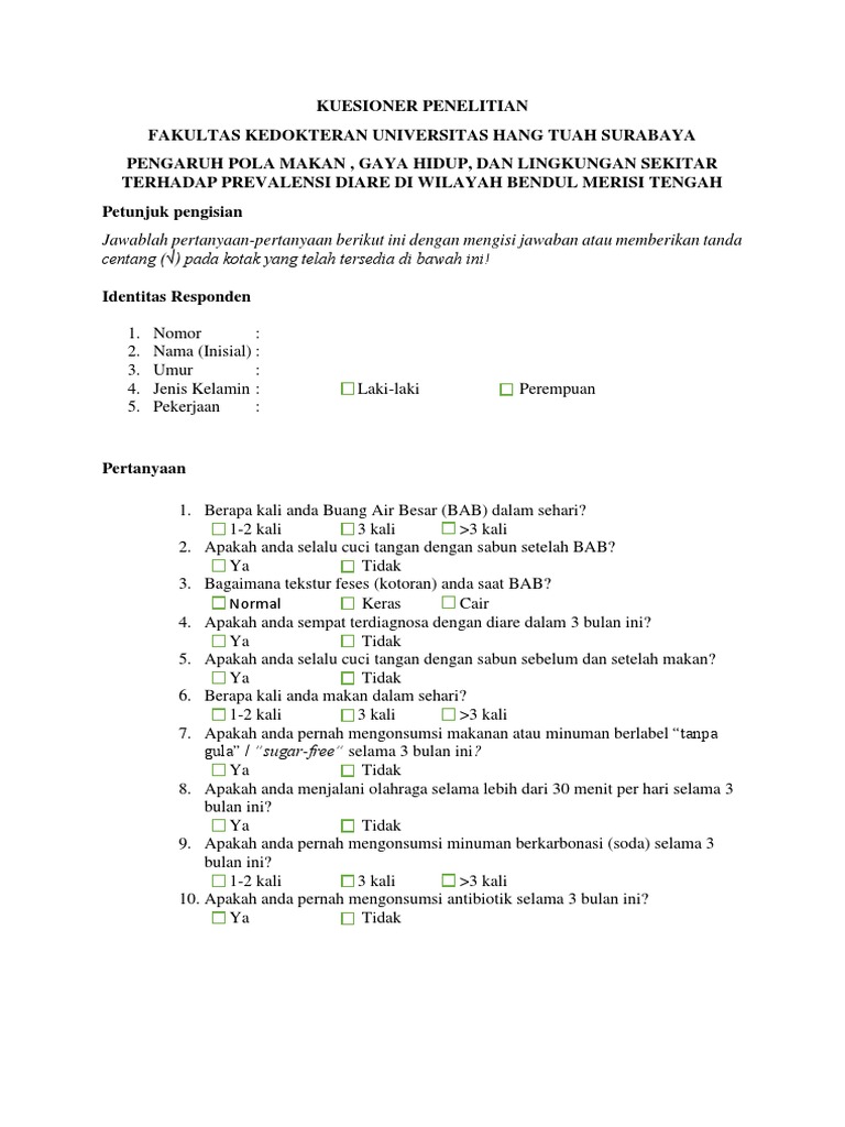 Kuesioner Penelitian | PDF