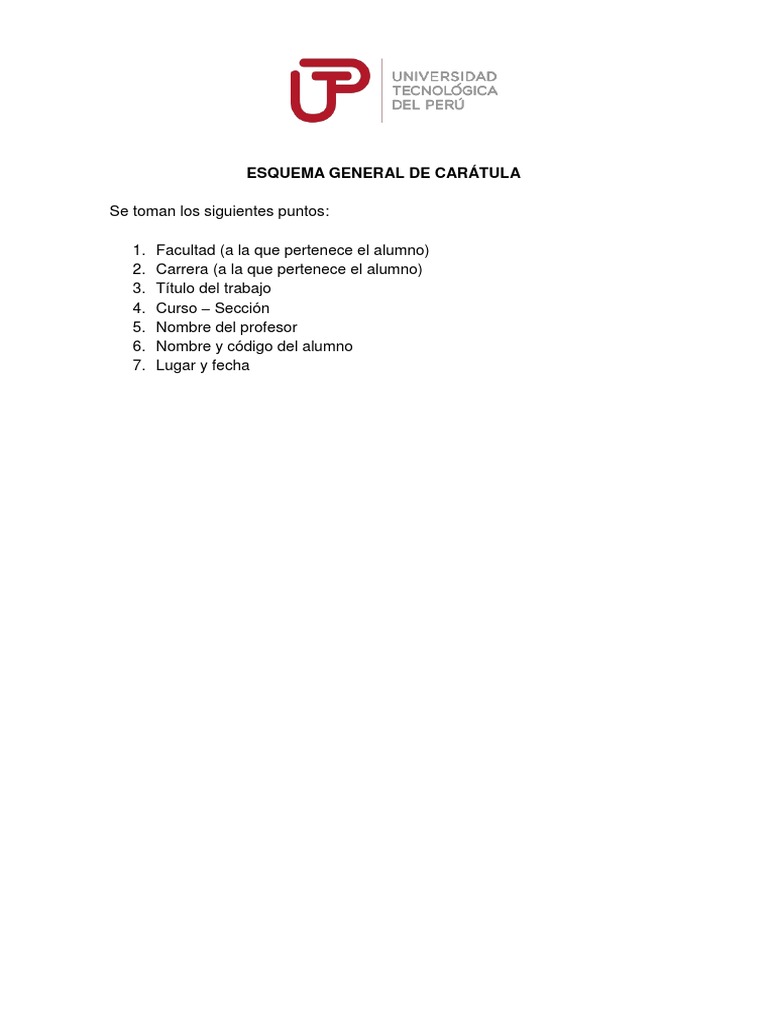 Formato Carátula UTP | PDF