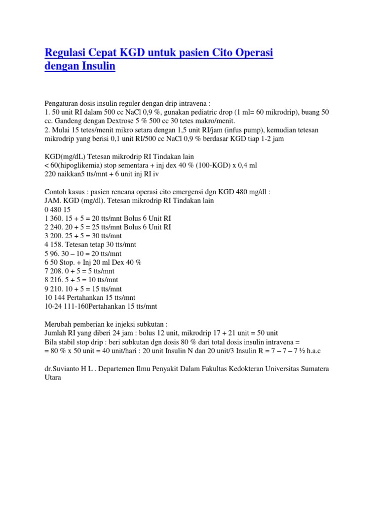 Regulasi Cepat KGD Untuk Pasien Cito Operasi Dengan | PDF