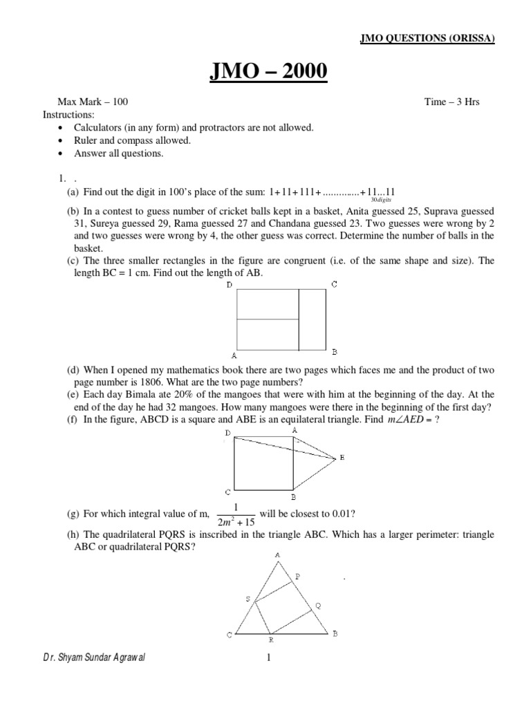 Jmo 2000 | PDF | Shape | Triangle