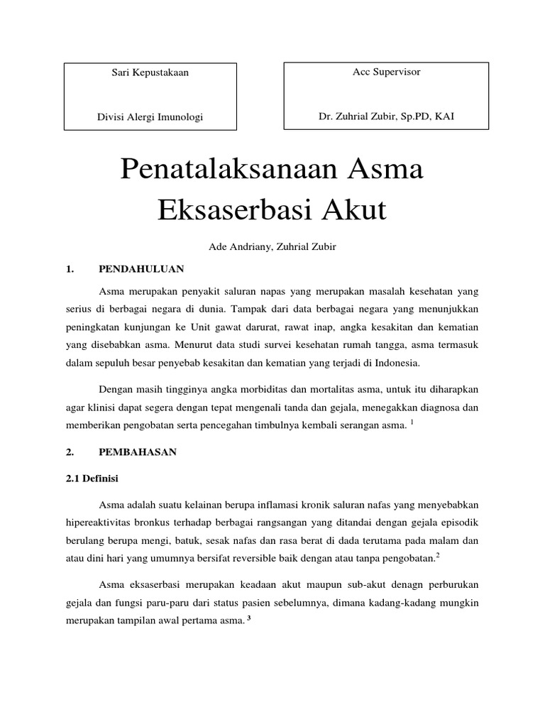 Penatalaksanaan Asma Eksaserbasi Akut | PDF
