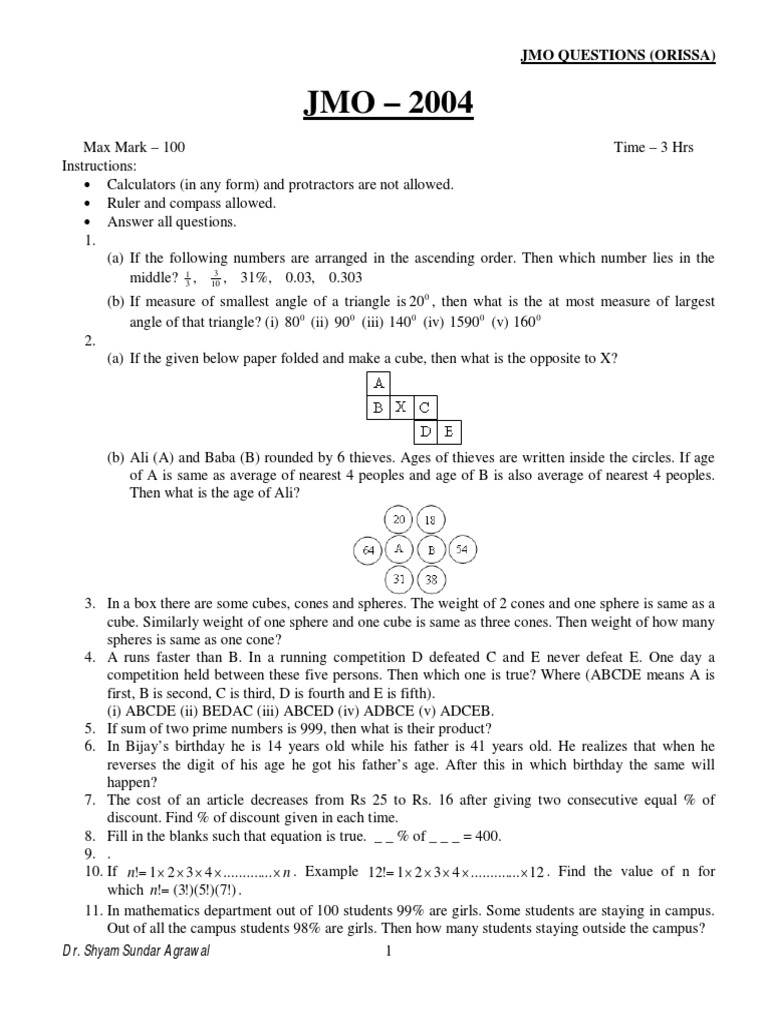 Jmo 2004 | PDF | Rectangle | Geometry