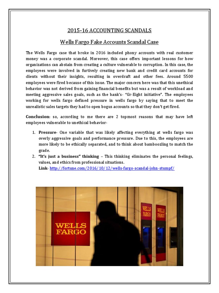 2015-16 Accounting Scandals Wells Fargo Fake Accounts Scandal Case ...