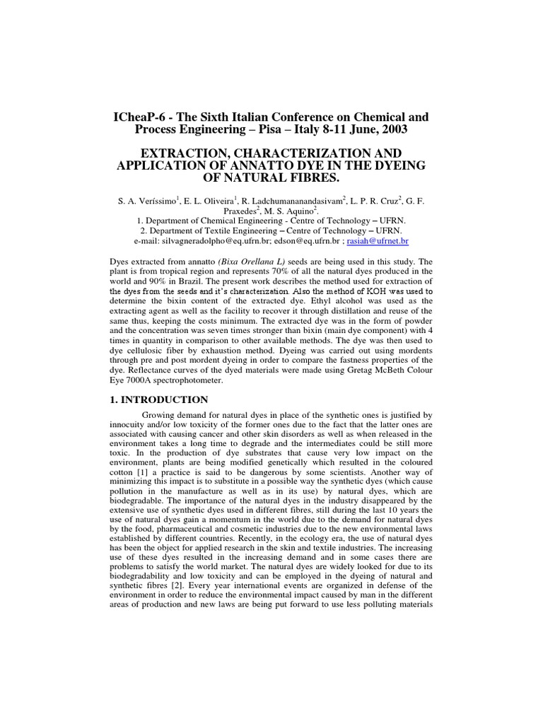 Extraction Characterization And Applicat Pdf Pdf Dye Synthetic Fiber