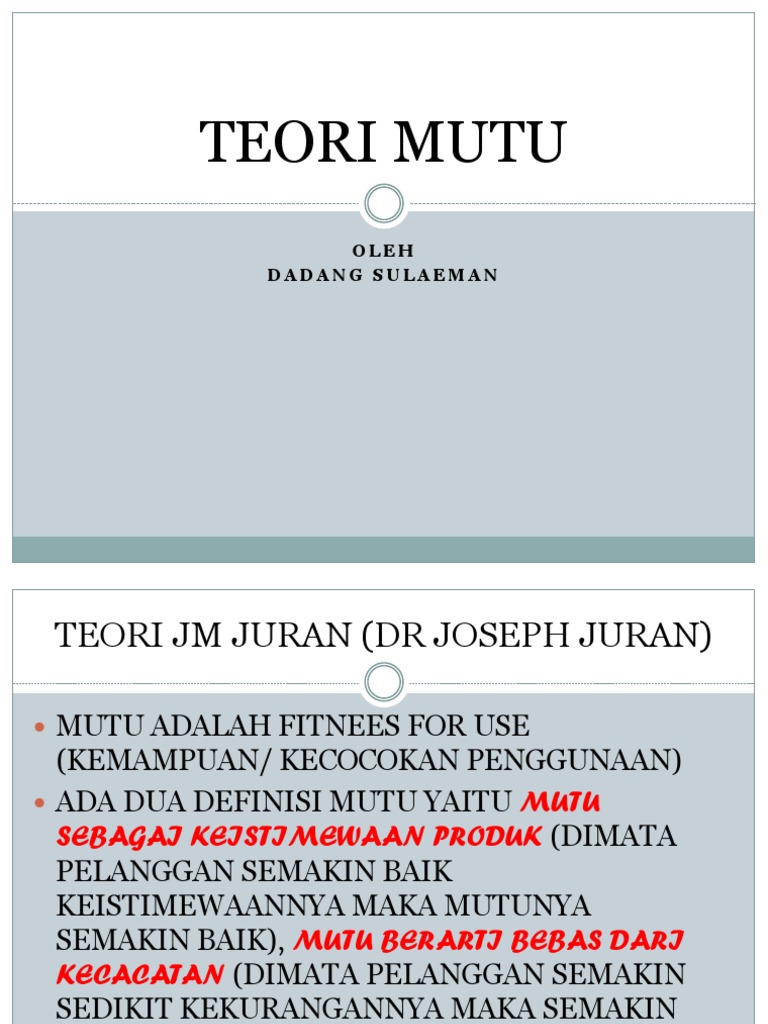 Teori Mutu | PDF