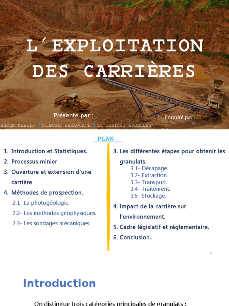 Exploitation Des Carrières | PDF | Carrière (géologie) | Granulat de ...